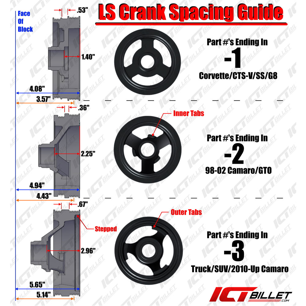 ICT Billet Alternator and Power Steering Bracket Kit 551778LS0-3 ...